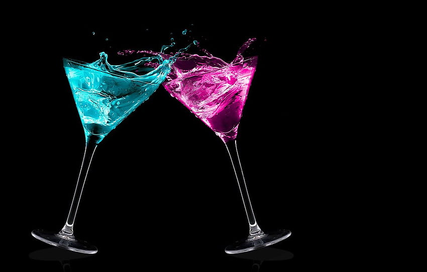 Drops Squirt Splash Glasses Pair Black Cocktails Hd Wallpaper